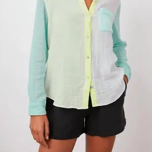 Rails Ellis Shirt In Mint Colorblock Mint Colorblock