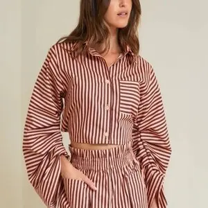 HEVRON Raquel Top Oxblood Stripe Oxblood