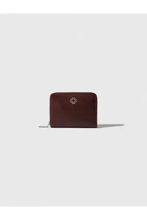 Maje Crackled Leather Wallet - Burgundy