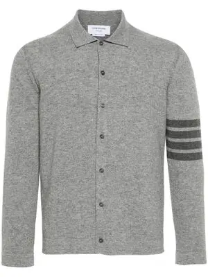 Thom Browne 4-bar Stripe Cashmere Cardigan - Grey