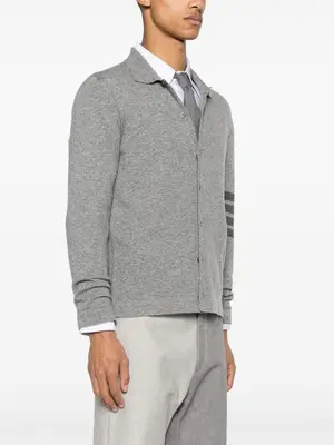 Thom Browne 4-bar Stripe Cashmere Cardigan - Grey