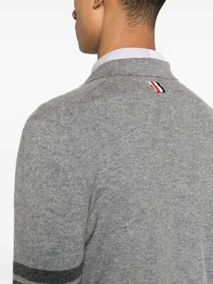 Thom Browne 4-bar Stripe Cashmere Cardigan - Grey