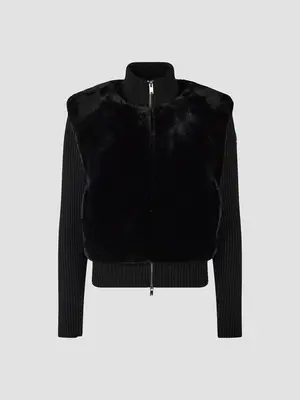 Moose Knuckles Dua Bunny Faux Fur Zip Sweater