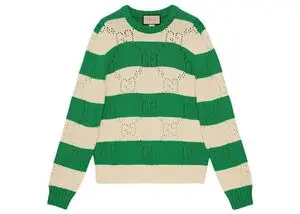 Gucci Gg Lace Striped Knit Sweater