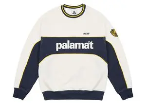 PALACE Palamat Crew - White/navy Blue