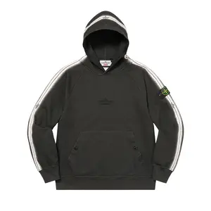Supreme X Stone Island Stripe Hooded Sweatshirt - Black