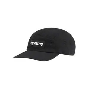 Supreme Linen Fitted Camp Cap - Black