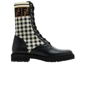 Fendi Ff Rockoko Checkerboard Biker Boot