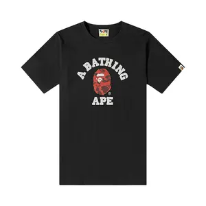 A BATHING APE Reflector Color Camo College Tee /red - Black