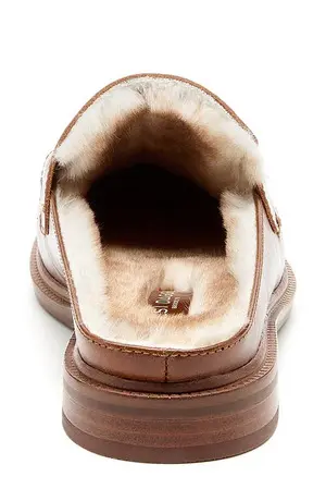 KELSI DAGGER BROOKLYN Lock Faux Shearling Lined Mule - Cognac