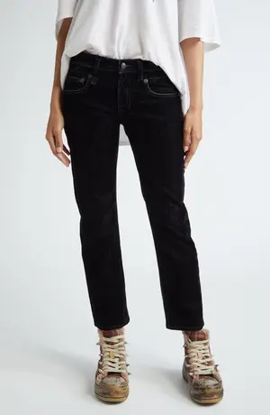 R13 Straight Leg Jeans - Flocked Black