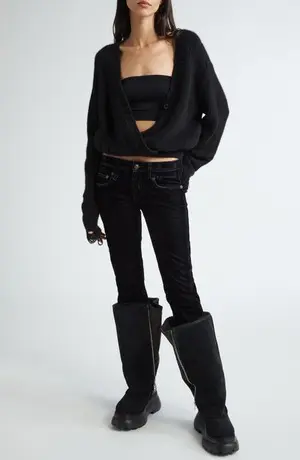 R13 Straight Leg Jeans - Flocked Black