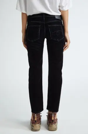 R13 Straight Leg Jeans - Flocked Black
