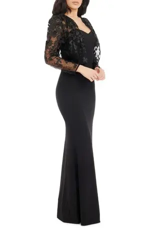 Dress The Population Andra Appliqué Sheer Jacket