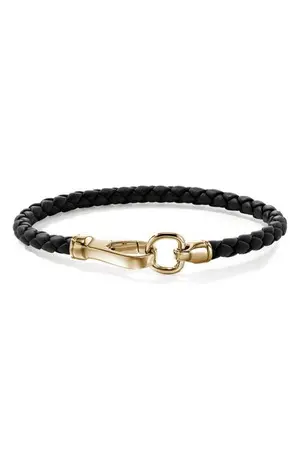 John Hardy John Hardy Leather Bracelet With Gold Clasp Black