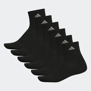 Adidas Athletic Cushioned Quarter Socks 6 Pairs - Black