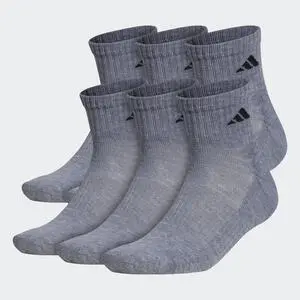 Adidas Athletic Cushioned Quarter Socks 6 Pairs - Medium Grey Heather