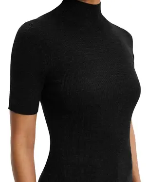 Theory Leenda Short Sleeve Mock Neck Sweater - Black