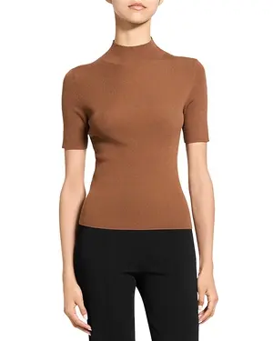 Women's Mock Neck Short Sleeve Sweaters