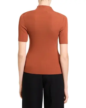 Theory Leenda Short Sleeve Mock Neck Sweater - Umber