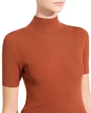 Theory Leenda Short Sleeve Mock Neck Sweater - Umber