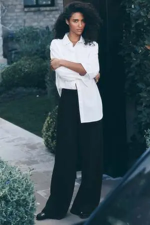 Alo Yoga High-waisted Pleated Wide-leg Trousers - Black
