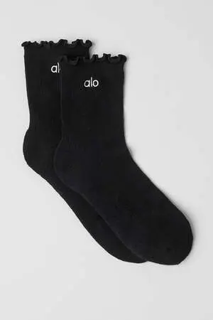 Alo Yoga Lettuce Edge Socks - Black