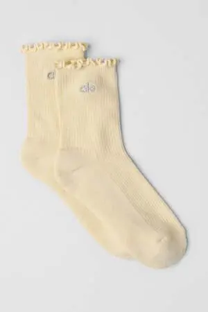 Alo Yoga Lettuce Edge Trim Socks Lemon Ice