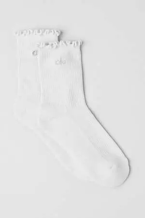 Alo Yoga Lettuce Edge Socks - White