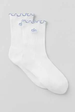 Alo Yoga Lettuce Edge Socks - White/winter Frost
