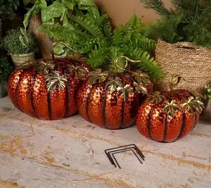 VALERIE PARR HILL Set Of 3 Nested Metallic Finish Half Pumpkins Valerie - One-color