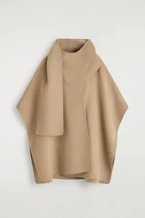 Cos Double-faced Wool Scarf Cape Beige