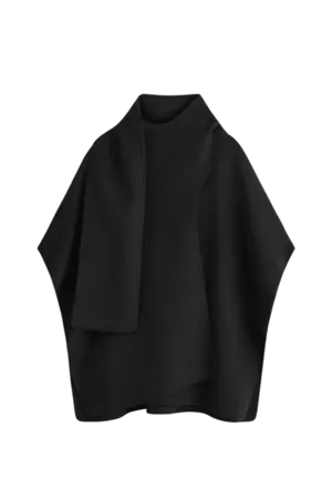 Cos Double-faced Wool Scarf Cape Black