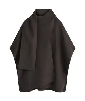 Cos Double-faced Wool Scarf Cape Brown
