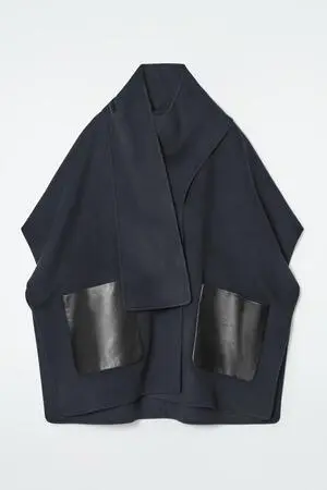 Cos Double-faced Wool Scarf Cape Navy
