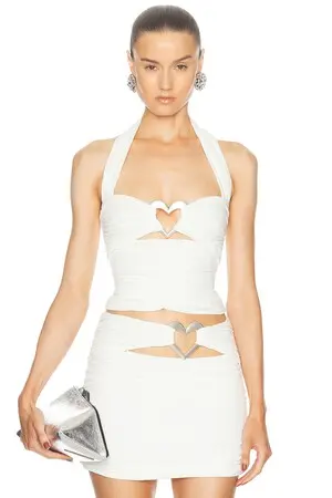 AREA Ruched Halter Top - Off White