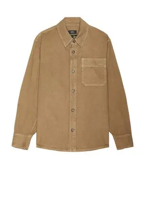 A.p.c. A.p.c. Basile Brodee Poitrine Surchemise In Beige Marron Glace