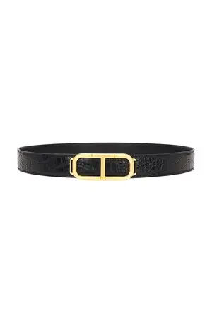 TOM FORD Croc Stadium Belt - Black