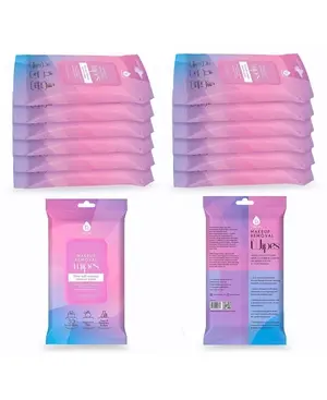 PURSONIC Makeup Removal Wipes 12 Pack – Ultra-soft Facial Cleansing Towelettes Dissolve All Traces Of Dirt - Pink