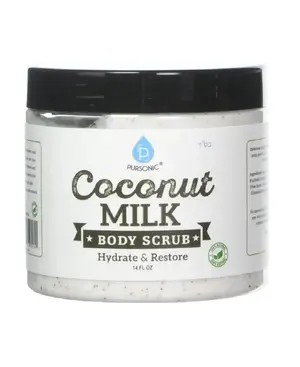 PURSONIC 100% Natural Coconut Milk Body Scrub 14oz - White