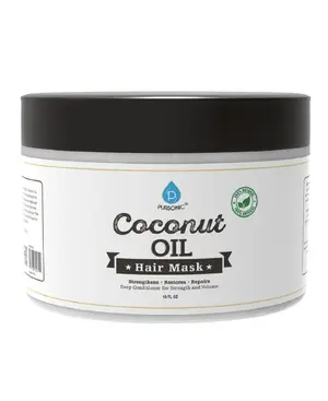 PURSONIC 100% Natural Coconut Oil Hair Mask 10 Oz - White