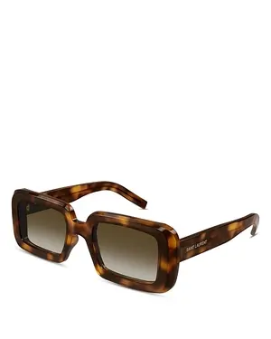 Saint Laurent Fashion Icons Rectangular Sunglasses, 52mm - Havana/brown Gradient