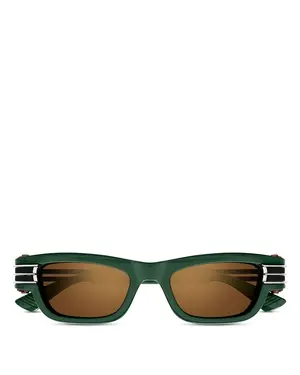 Bottega Veneta Bolt Rectangular Sunglasses, 50mm - Green/brown Mirrored Solid