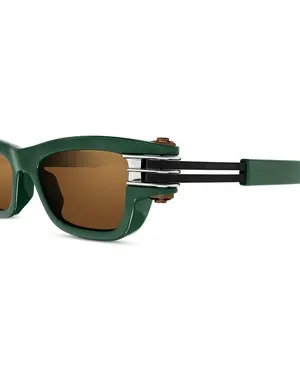 Bottega Veneta Bolt Rectangular Sunglasses, 50mm - Green/brown Mirrored Solid