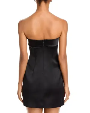 French Connection Strapless Satin Dress - Black