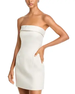 French Connection Strapless Satin Dress - Classic Cream
