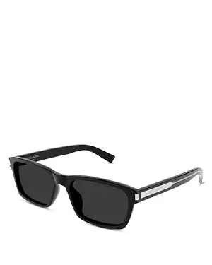 Saint Laurent Mid Naked Wire Core Squared Sunglasses, 57mm - Black/gray Solid
