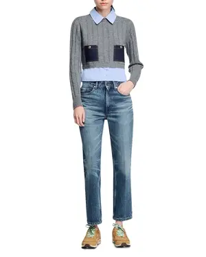 Sandro Jules Layered-look Sweater - Grey