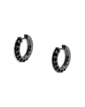 Nadri Cubic Zirconia Huggie Hoop Earrings - Black