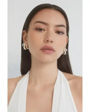 Nadri Imitation Pearl Hoop Earrings